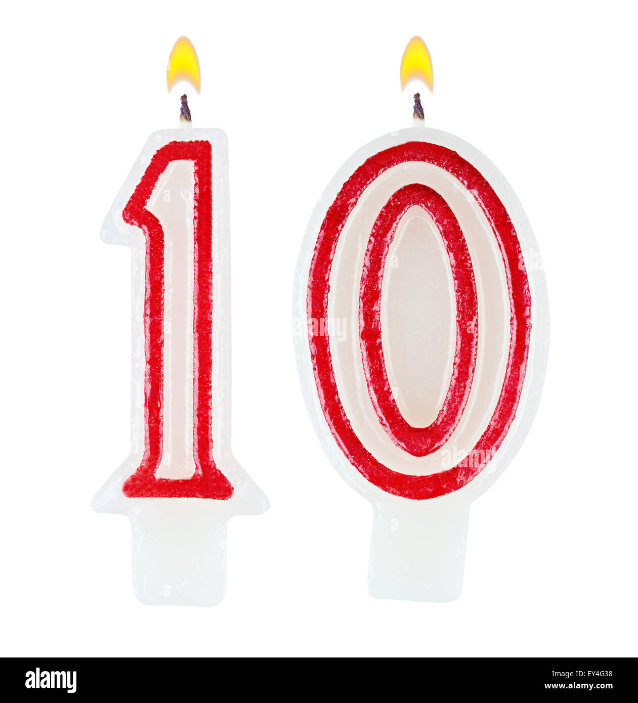 Birthday candles number ten isolated on white background Stock Photo ...