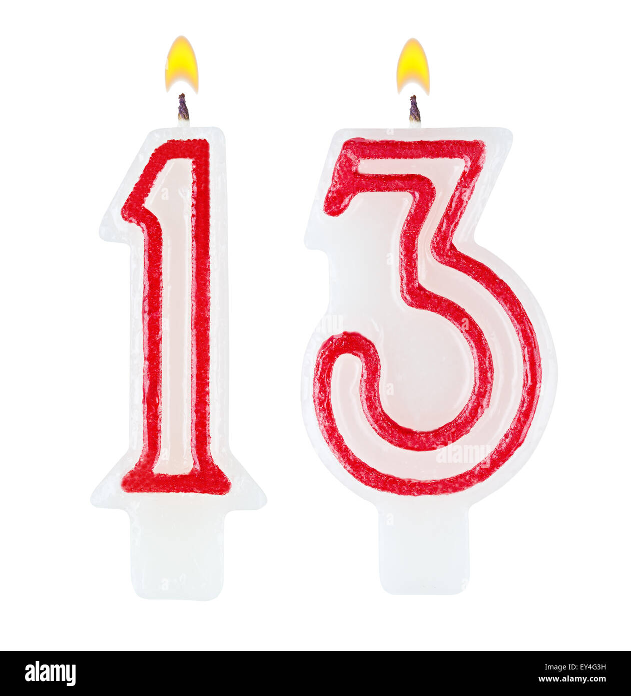 Birthday candles number thirteen isolated on white background Stock ...