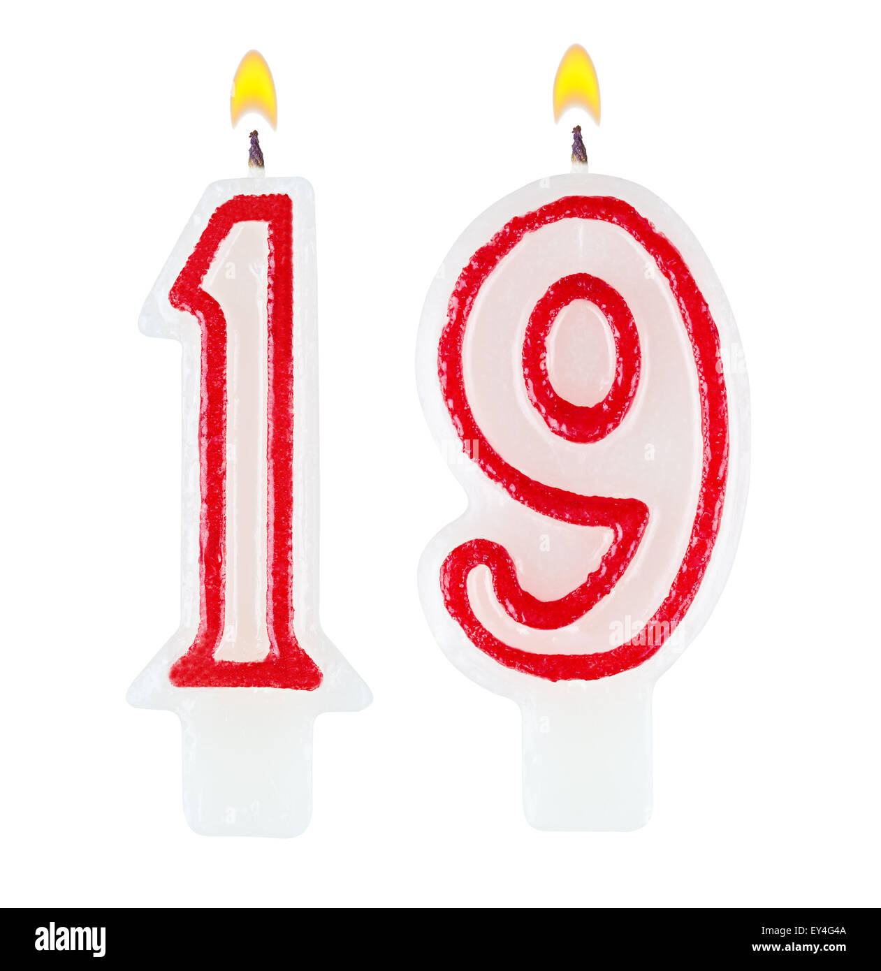 Birthday candles number nineteen isolated on white background Stock ...