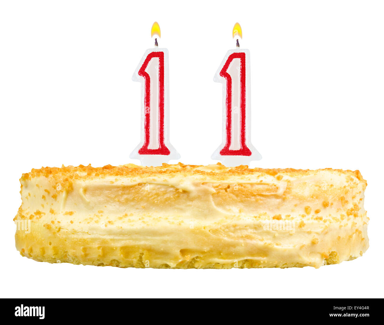 birthday cake with candles number eleven isolated on white background ...