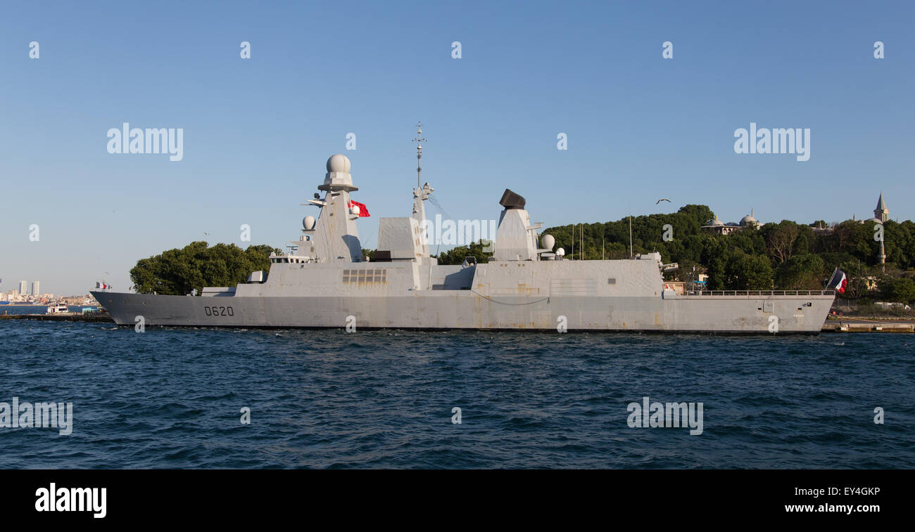 French frigate Forbin (D620) Sarayburnu district Istanbul port Stock ...