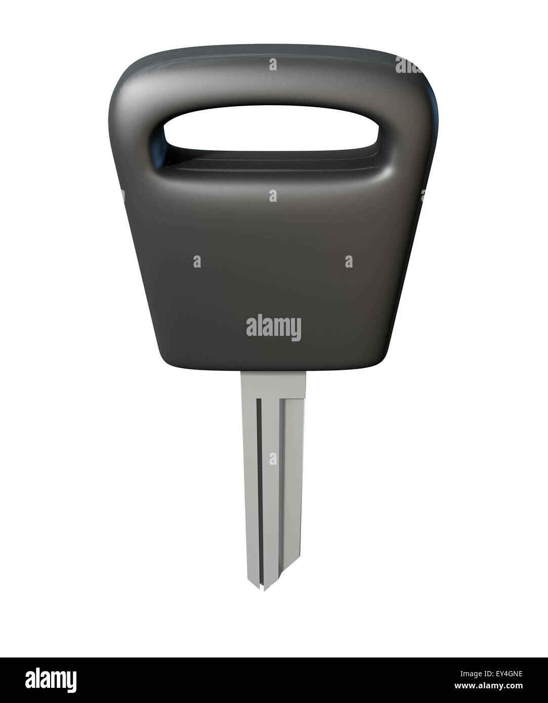 A regular unbranded and uncut car key blank on an isolated white studio ...