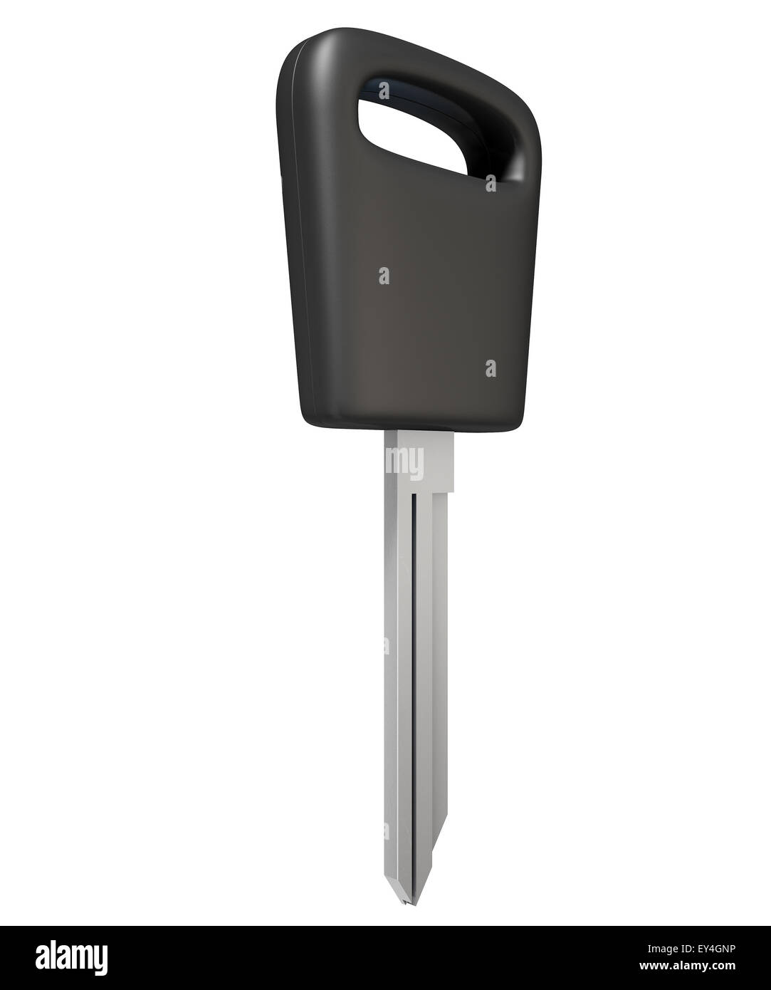 A regular unbranded and uncut car key blank on an isolated white studio ...