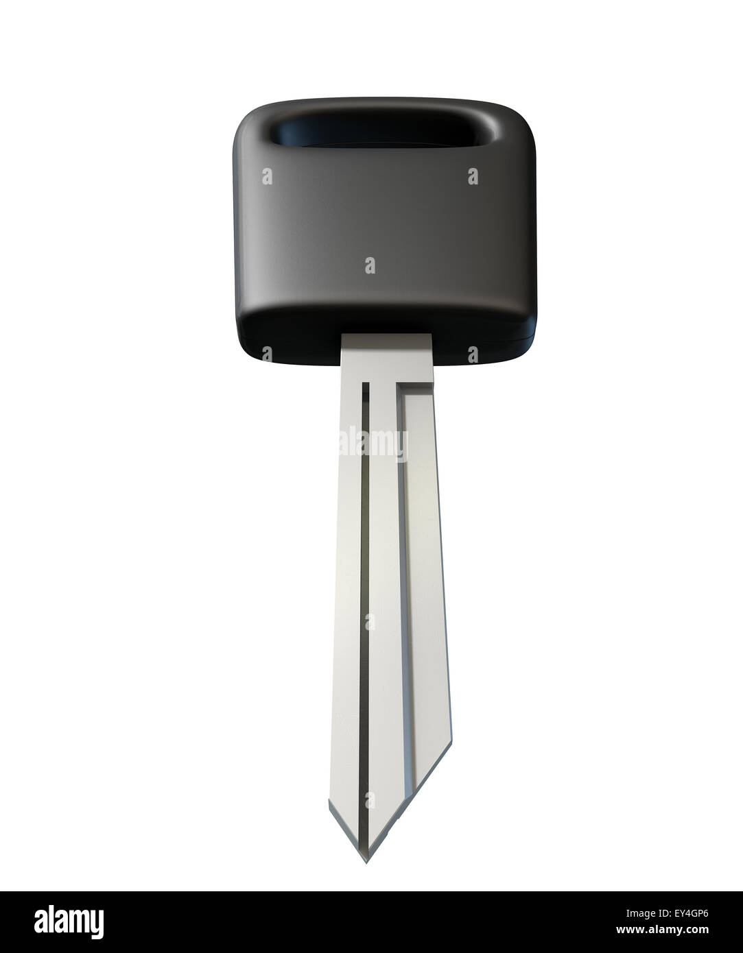 A regular unbranded and uncut car key blank on an isolated white studio ...