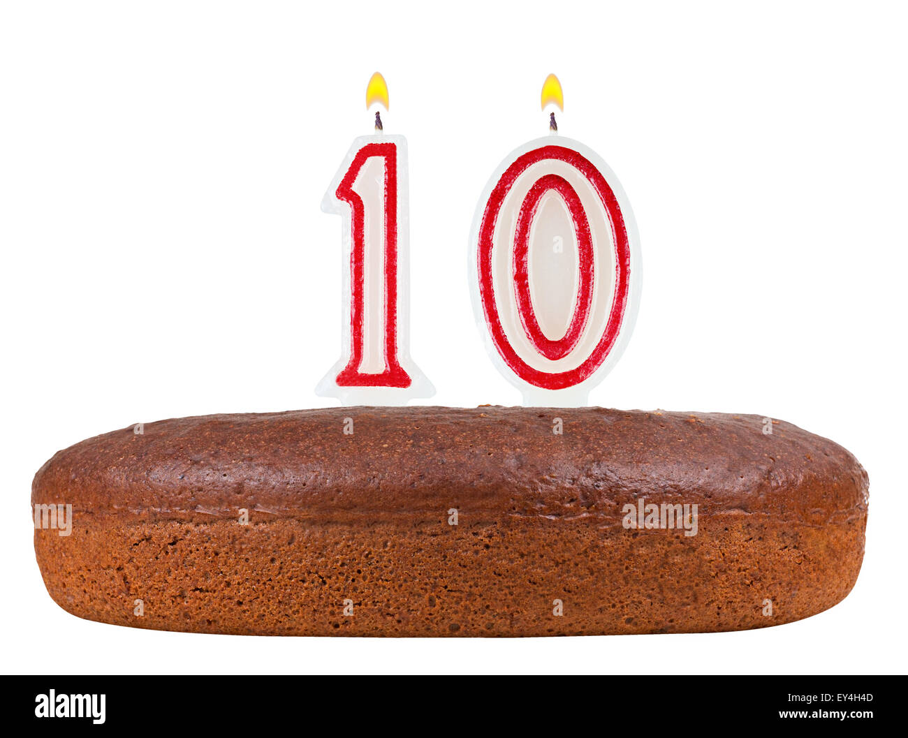 birthday cake with candles number 10 isolated on white background Stock ...