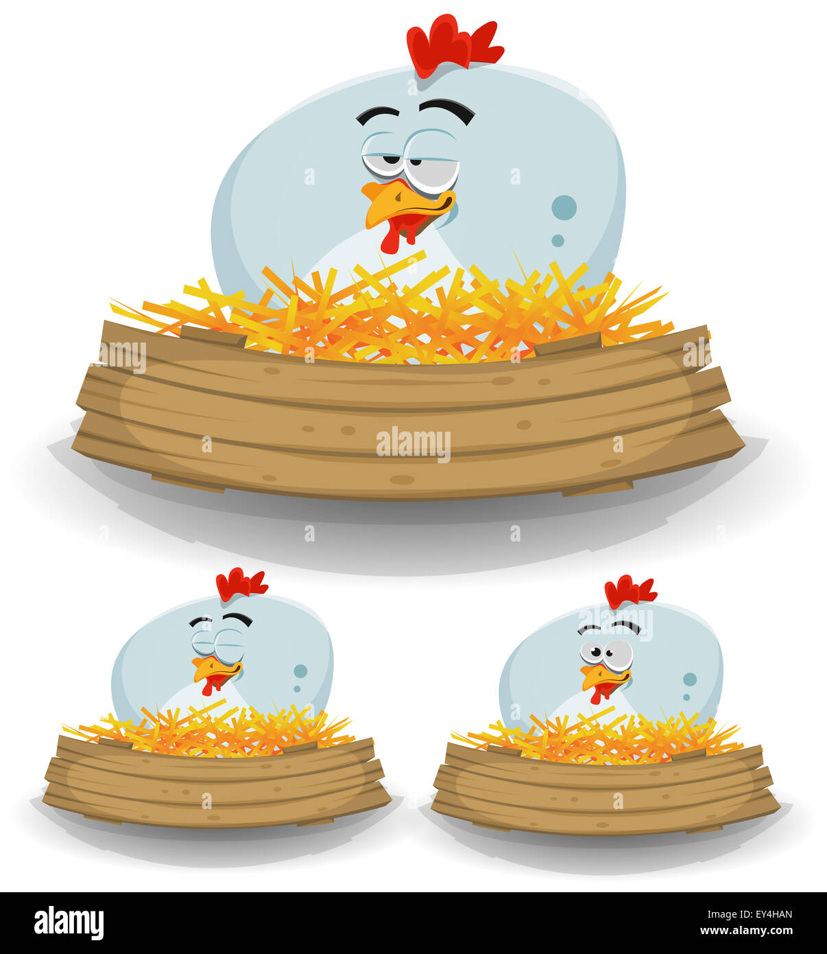 Illustration of a cute funny cartoon chicken hen character nest ...