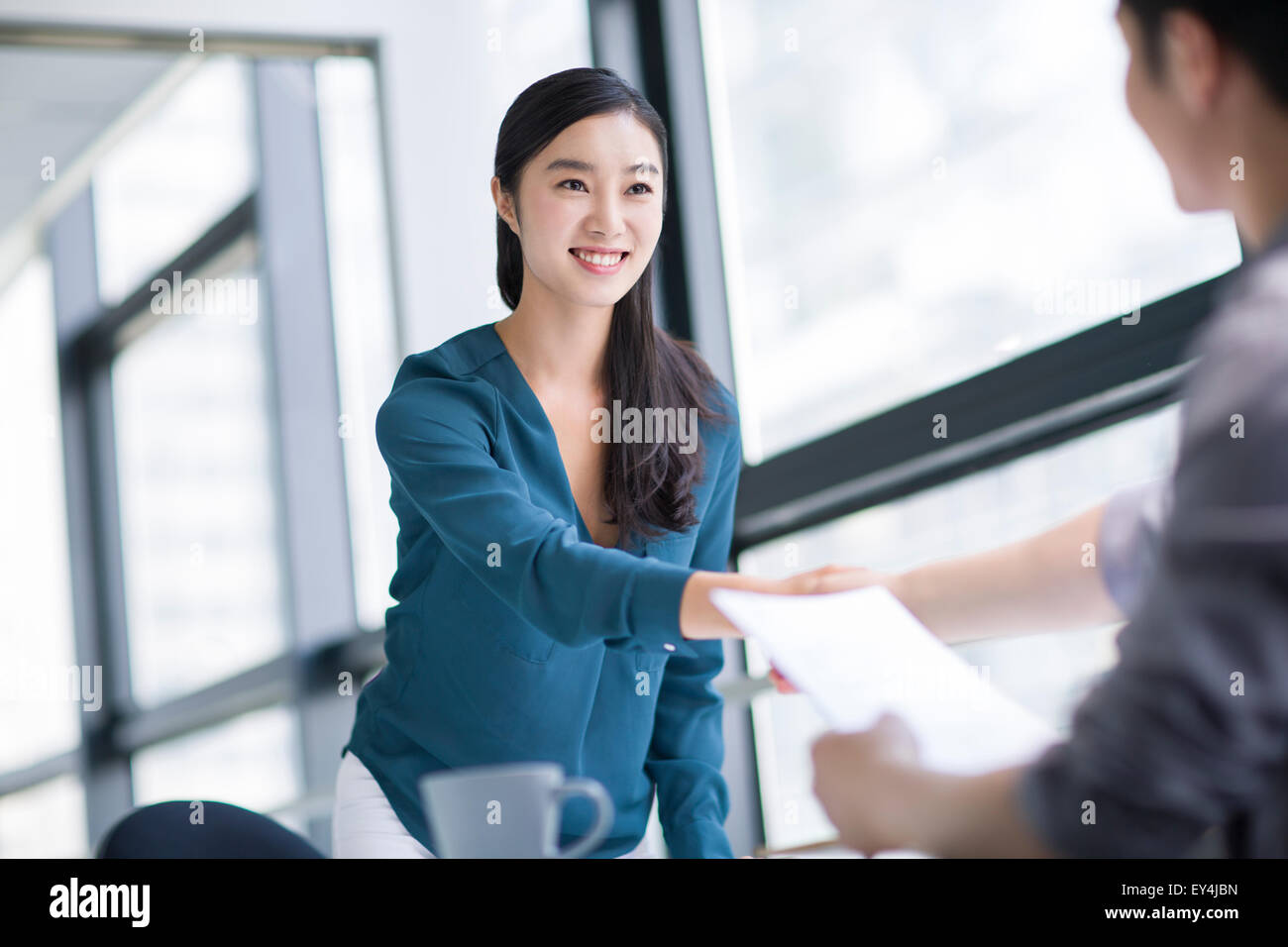 Young woman interviewing for a job Stock Photo - Alamy