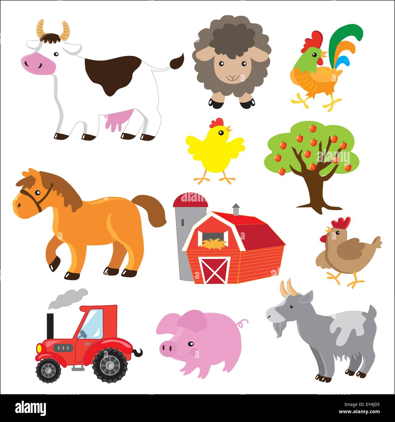 Farm animals vector illustration Stock Vector Image & Art - Alamy