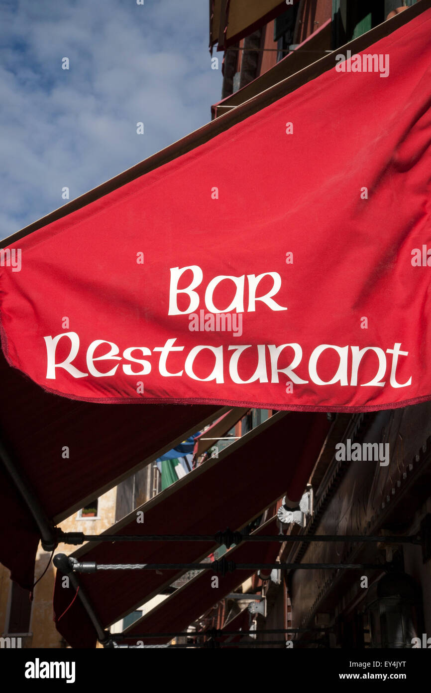 Red and White Bar and Restaurant Sign Stock Photo - Alamy