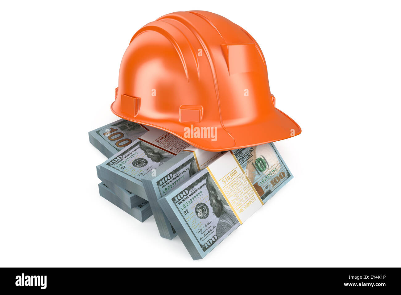 Hard hat with money isolated on white background Stock Photo - Alamy