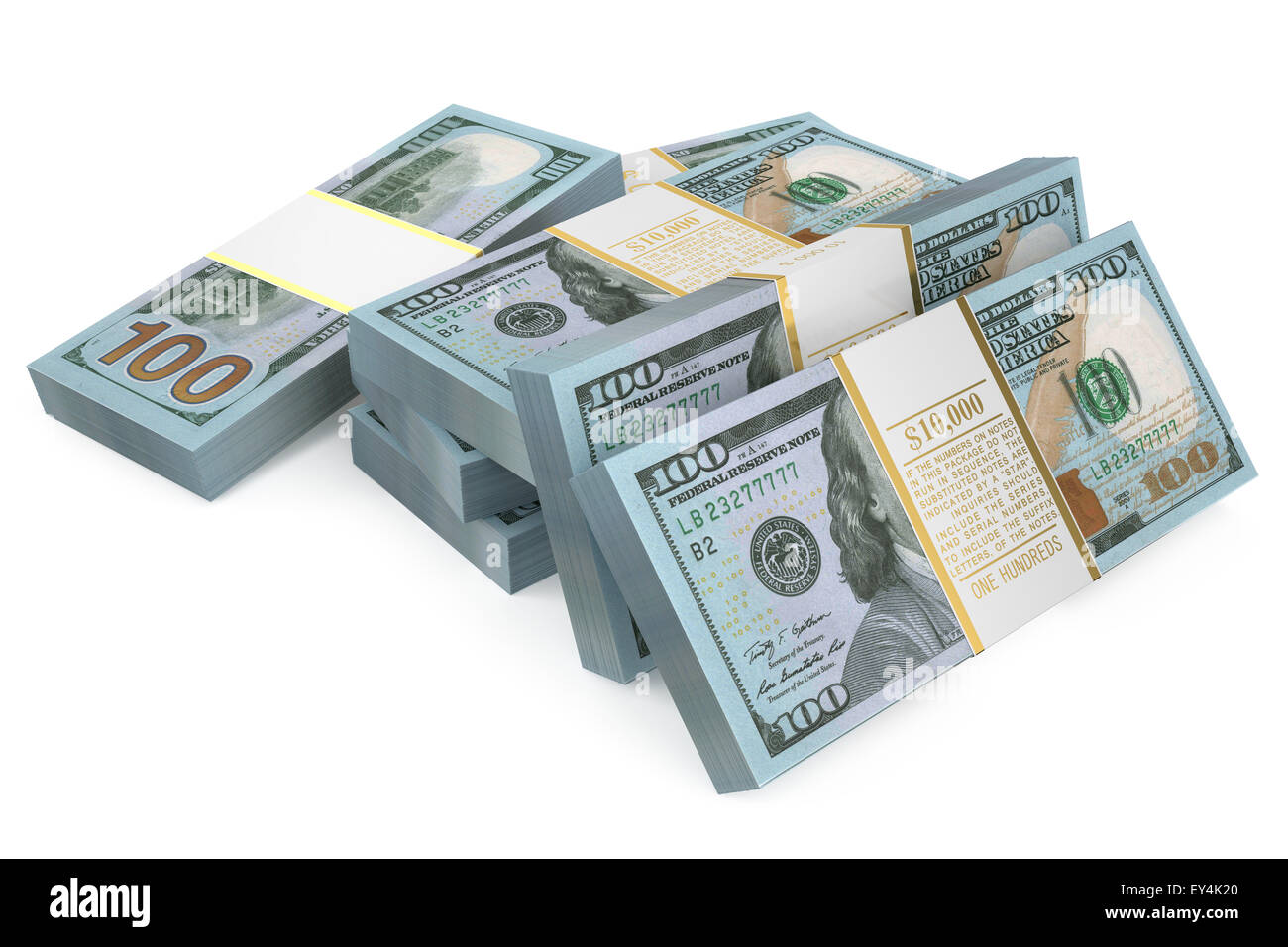 packs of dollars closeup isolated on white background Stock Photo - Alamy