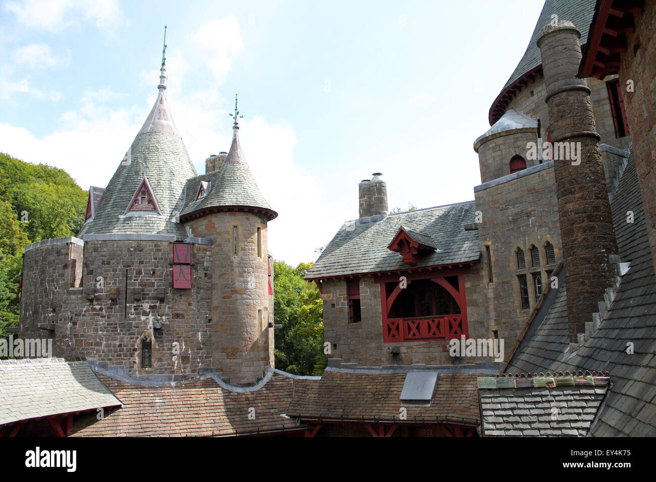 Interior courtyard of Castle or Castell Coch, Cardiff, South Wales, UK ...