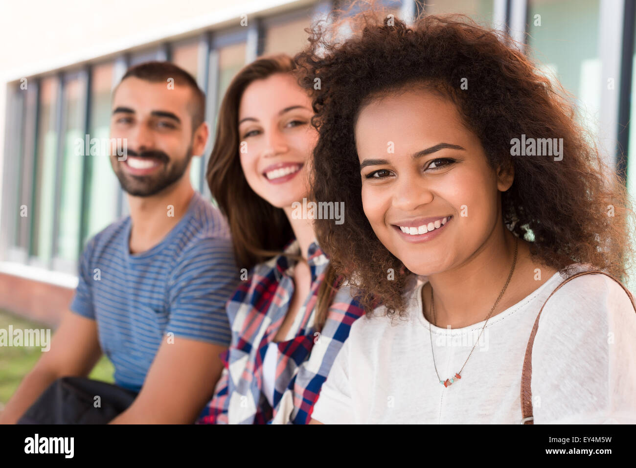 Multi-Ethnic group of students in School Campus Stock Photo - Alamy