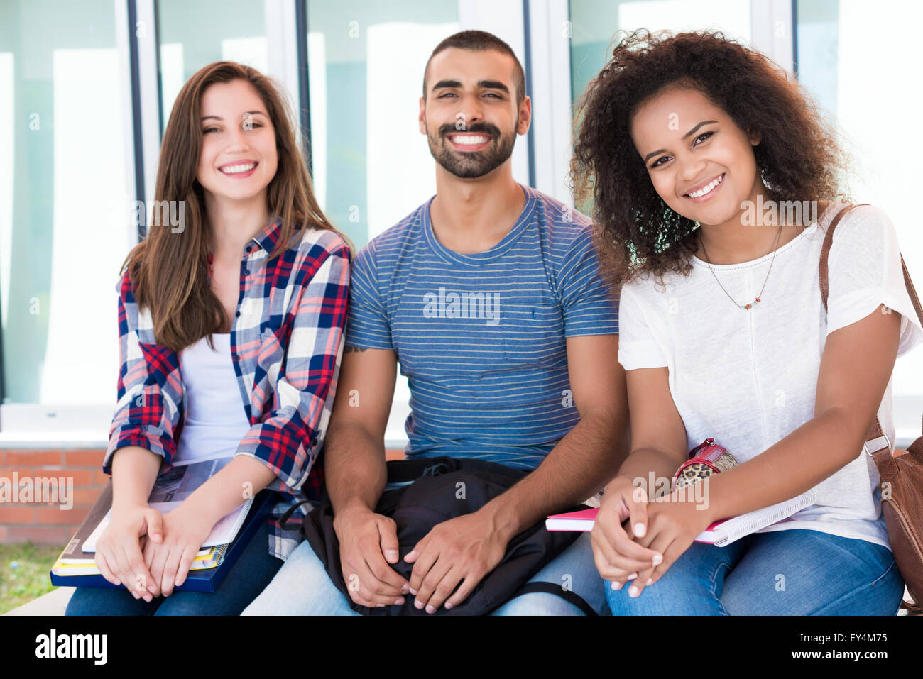 Multi-Ethnic group of students in School Campus Stock Photo - Alamy