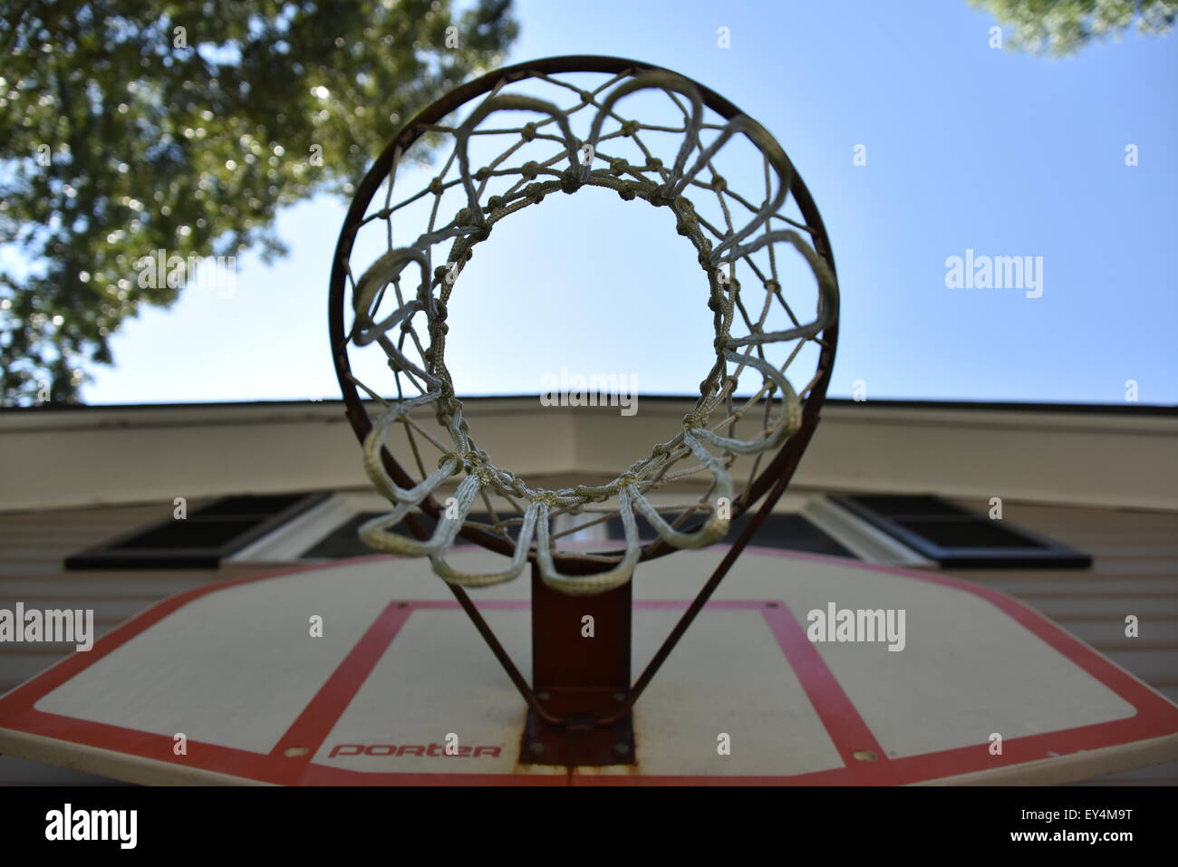 basketball hoop a different angle looking up Stock Photo - Alamy