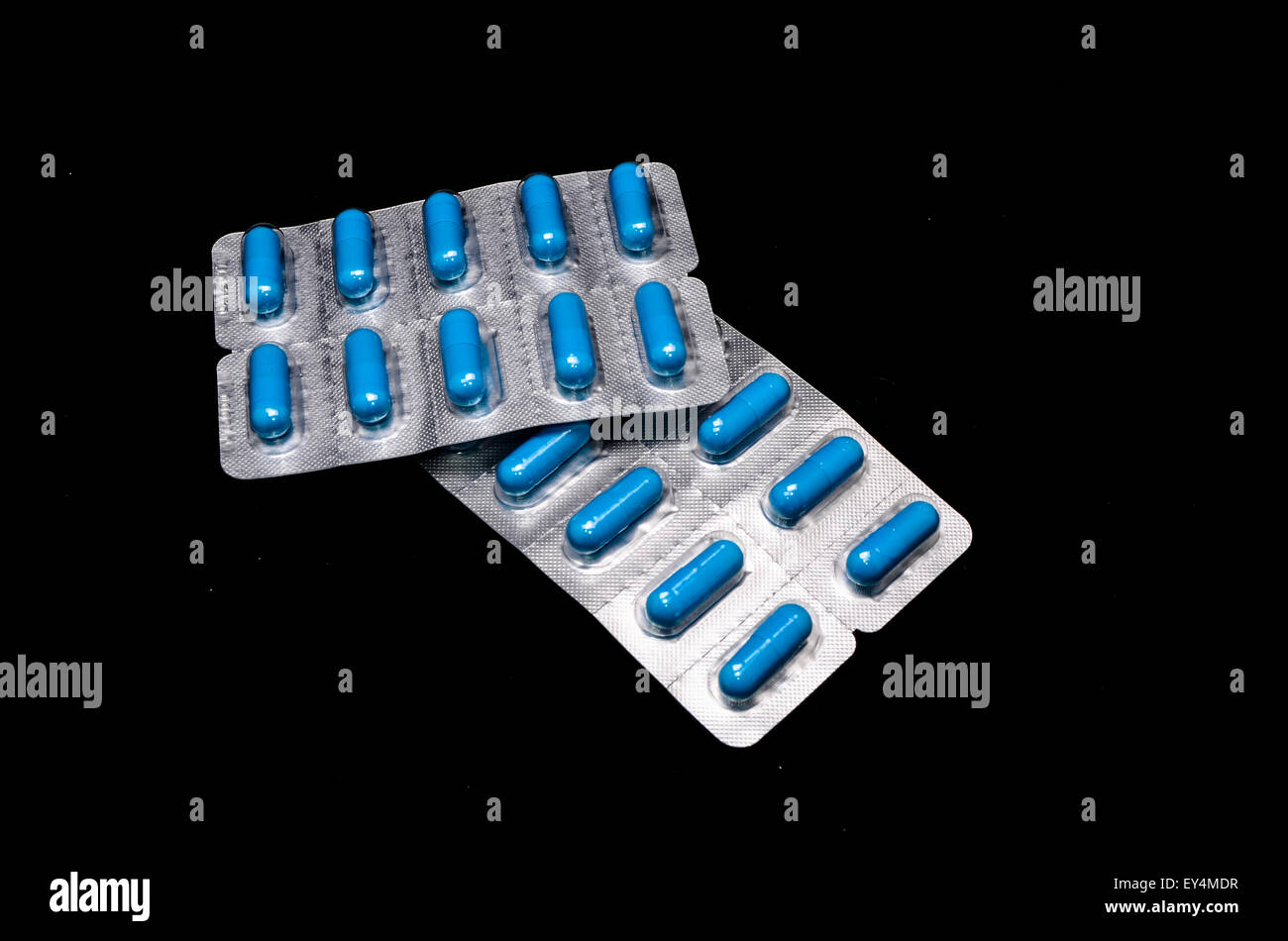 Blue Medication Capsules In Blister Pack Stock Photo - Alamy