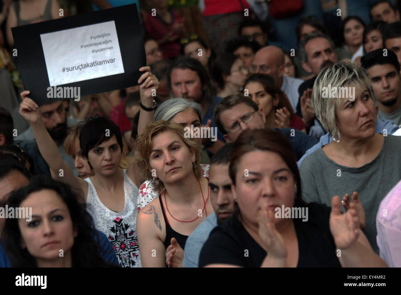 Ankara, Turkey. 21st July, 2015. Demonstrators lit candles for the ...