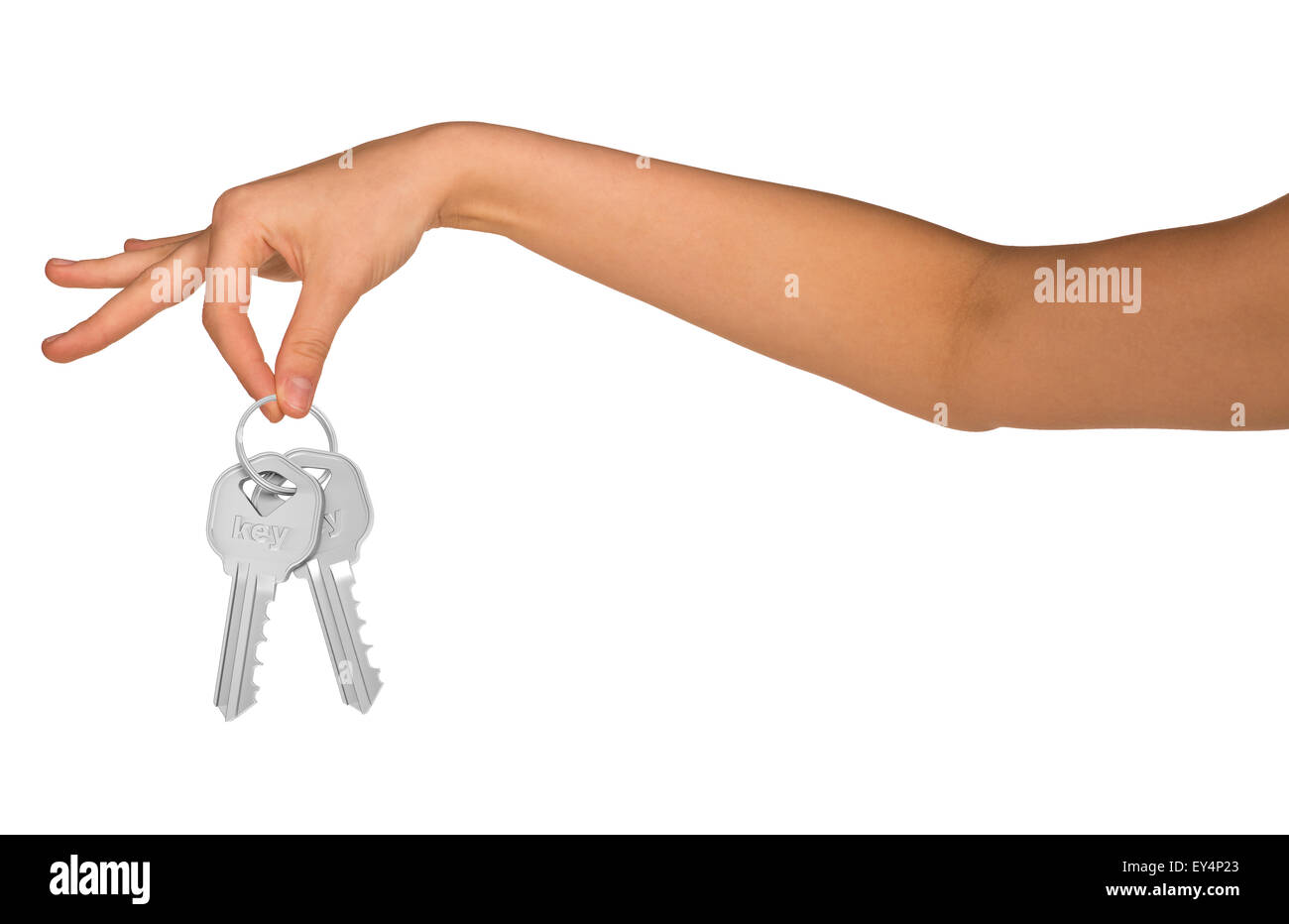 Humans hand holding keys Stock Photo - Alamy