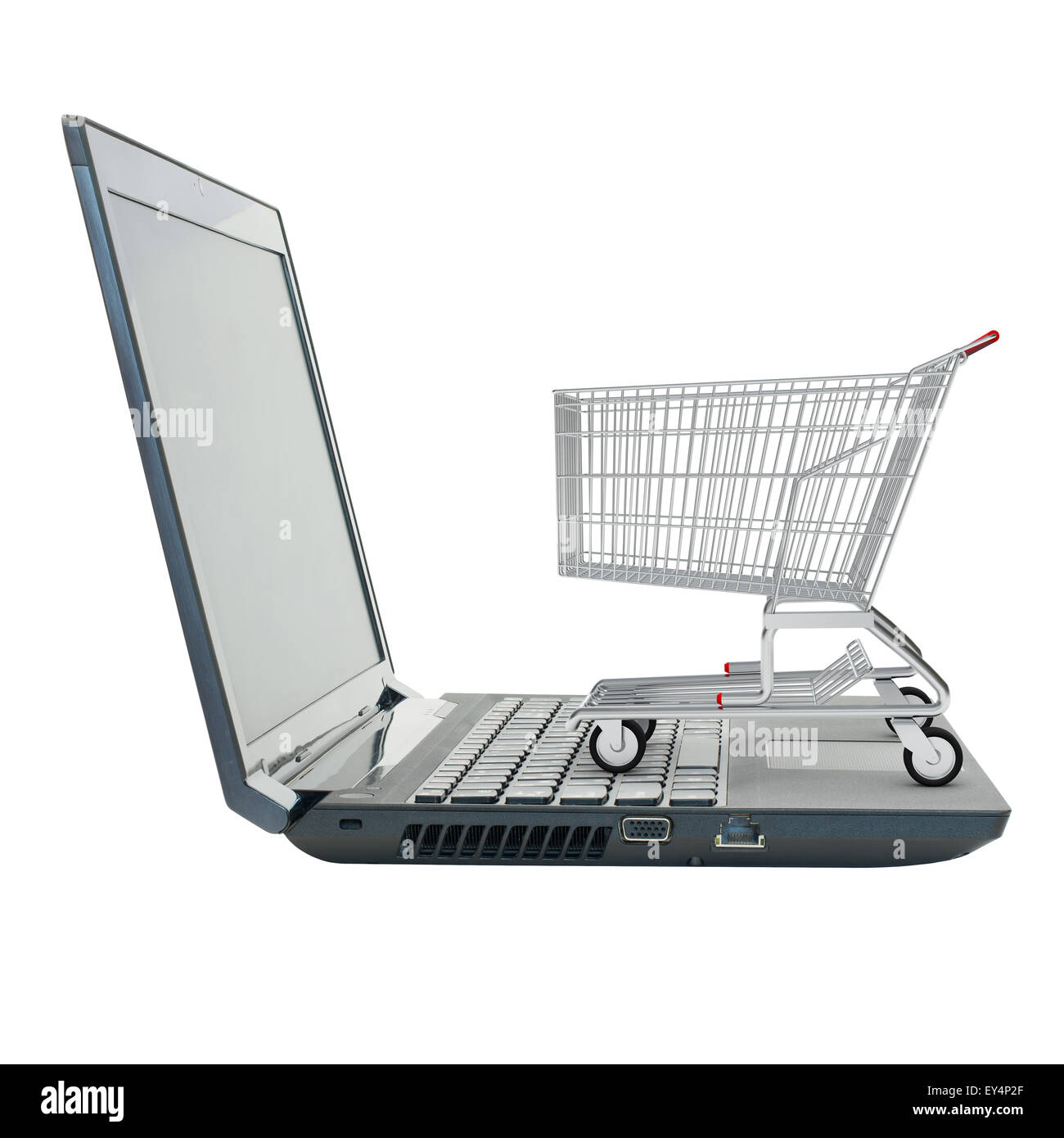 Shopping cart on laptop Stock Photo - Alamy