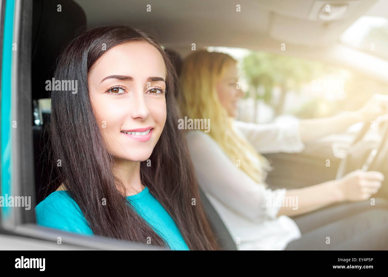 Two girls in the car Stock Photo - Alamy