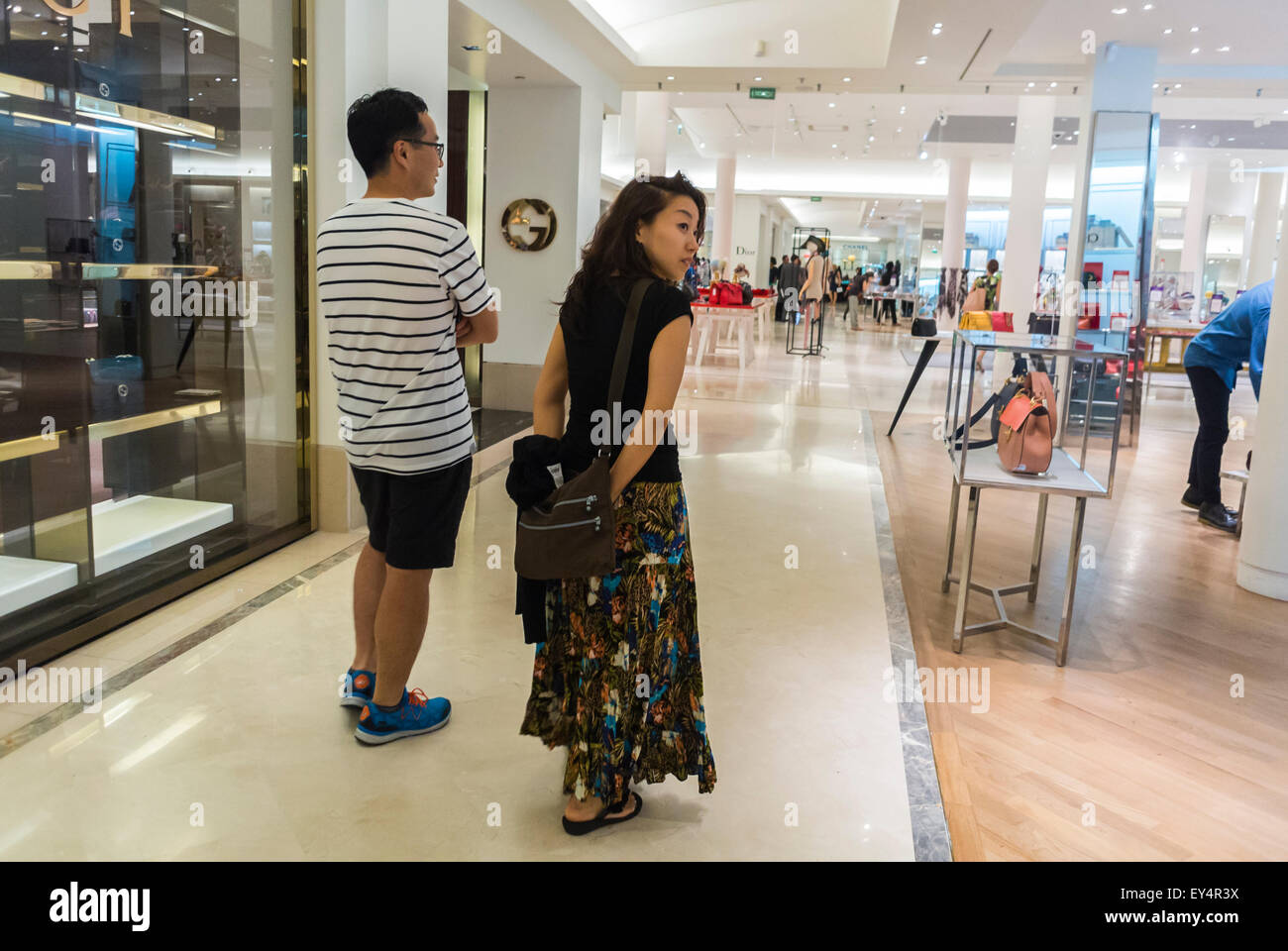 Paris, France, Chinese Tourists Couple, Walking in Luxury Fashion ...