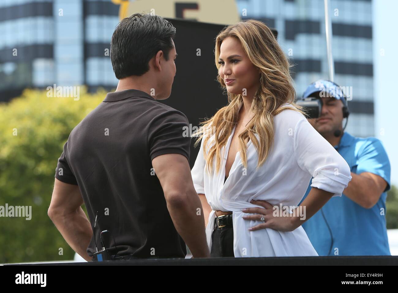 Chrissy Teigen seen at Universal studios where she was interviewed by Mario Lopez for television ...
