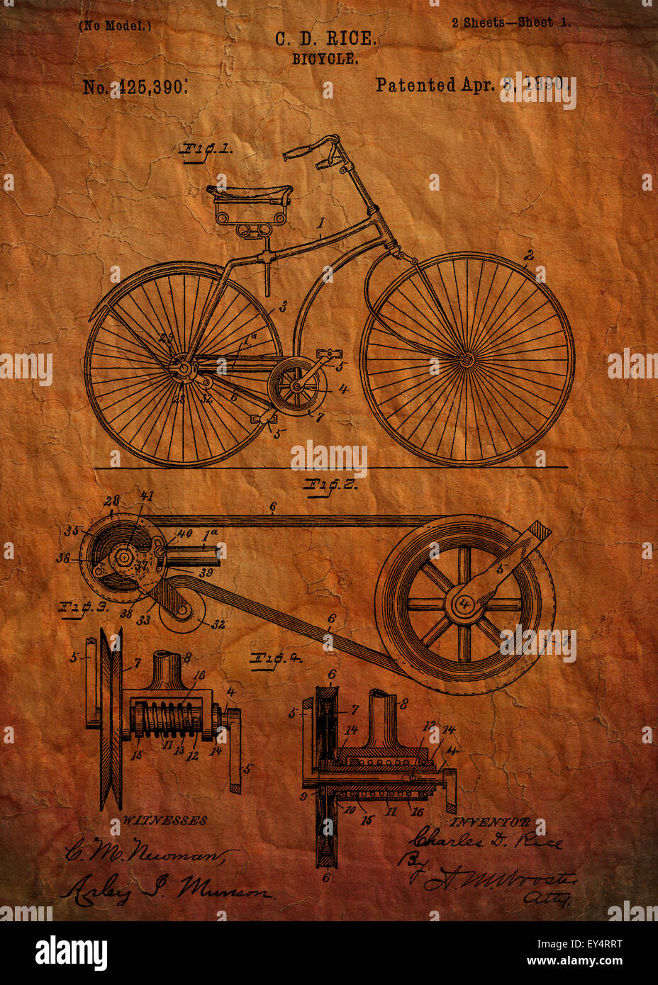 Bicycle patent from 1890 Patent Art - Fine Art Photograph Based On ...