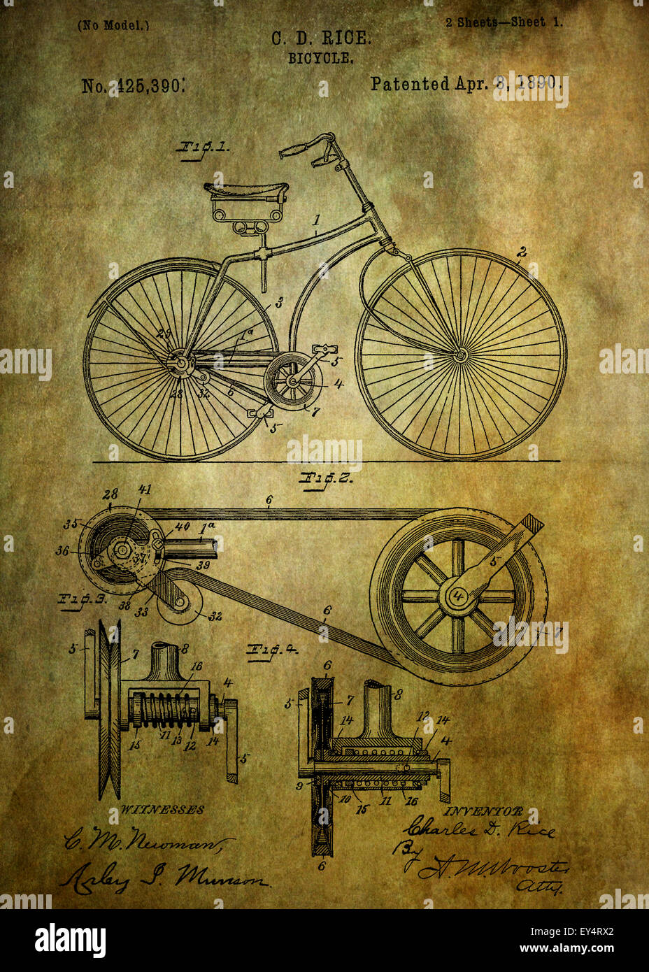Bicycle patent from 1890 Patent Art - Fine Art Photograph Based On ...