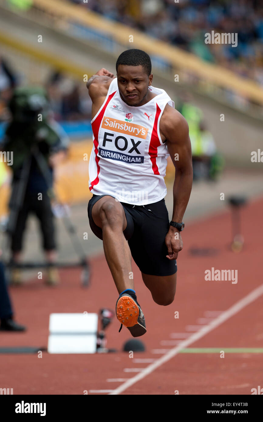 Nathan FOX competing in the men's Triple Jump, 2014 Sainsbury's British ...