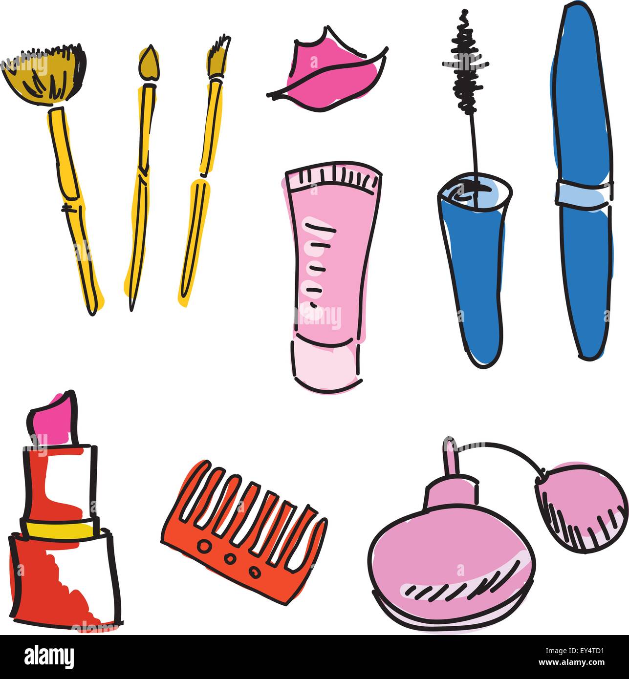 Drawn colored cosmetics. Vector illustration Stock Vector Image & Art ...