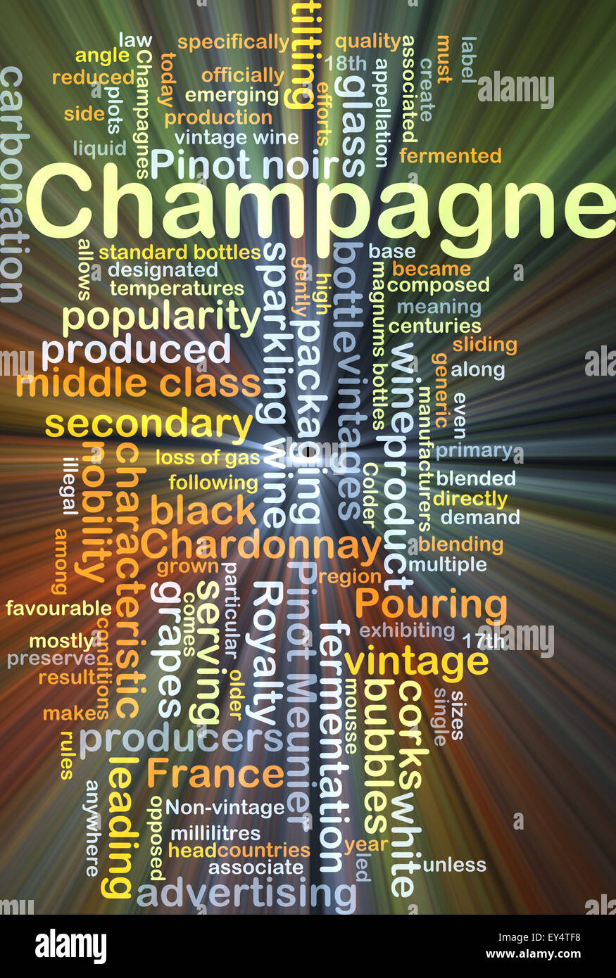 Background concept wordcloud illustration of champagne glowing light ...