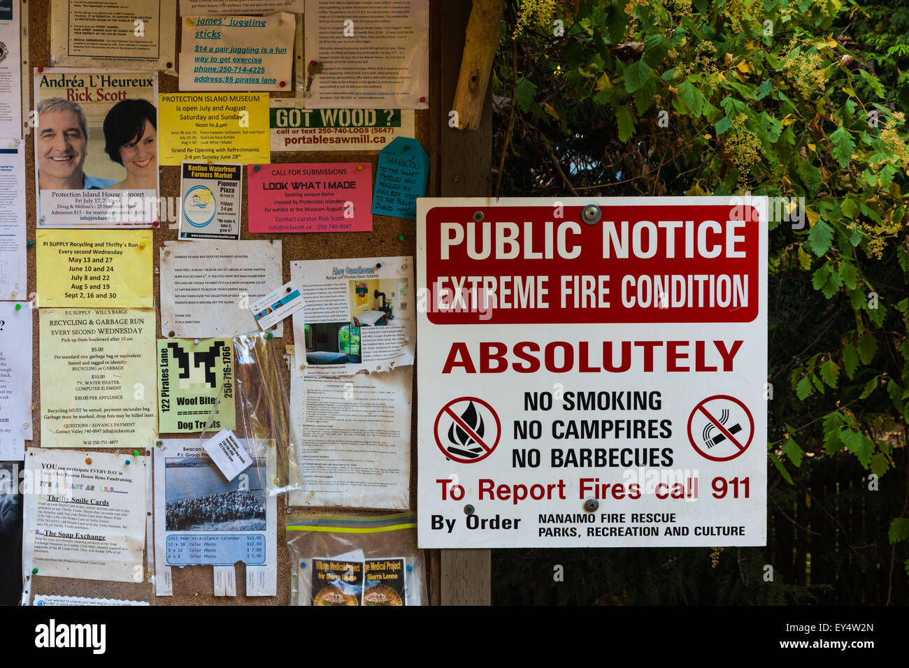 Sign warning of the extreme fire conditions on Protection Island in the ...