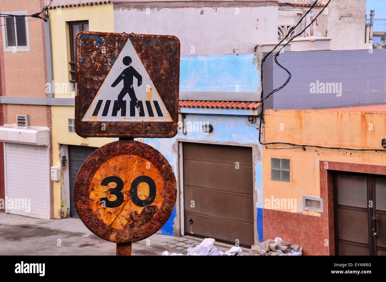 Vintage Old Rusty Road Sign Stock Photo - Alamy