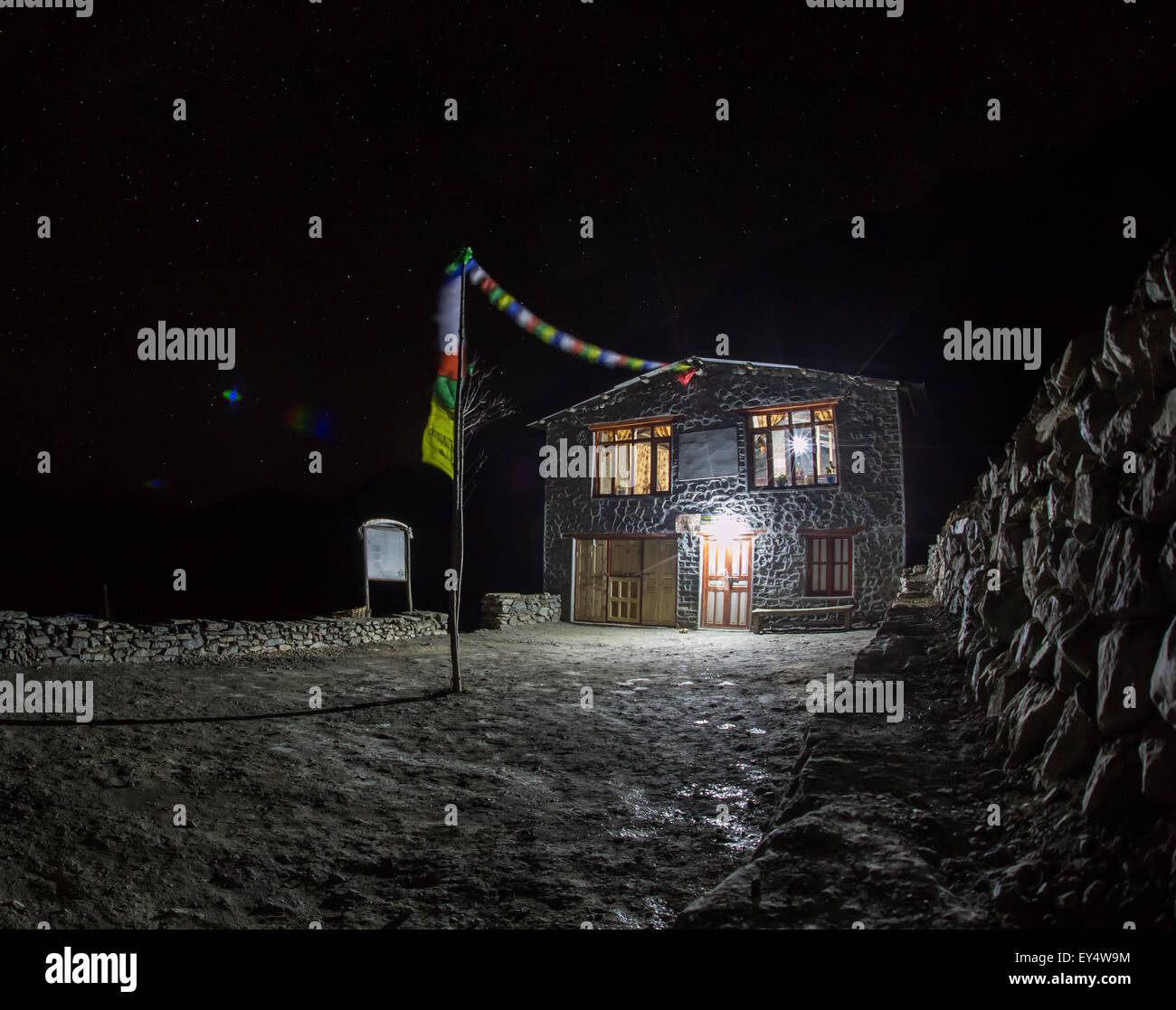 Family home at night Stock Photo - Alamy