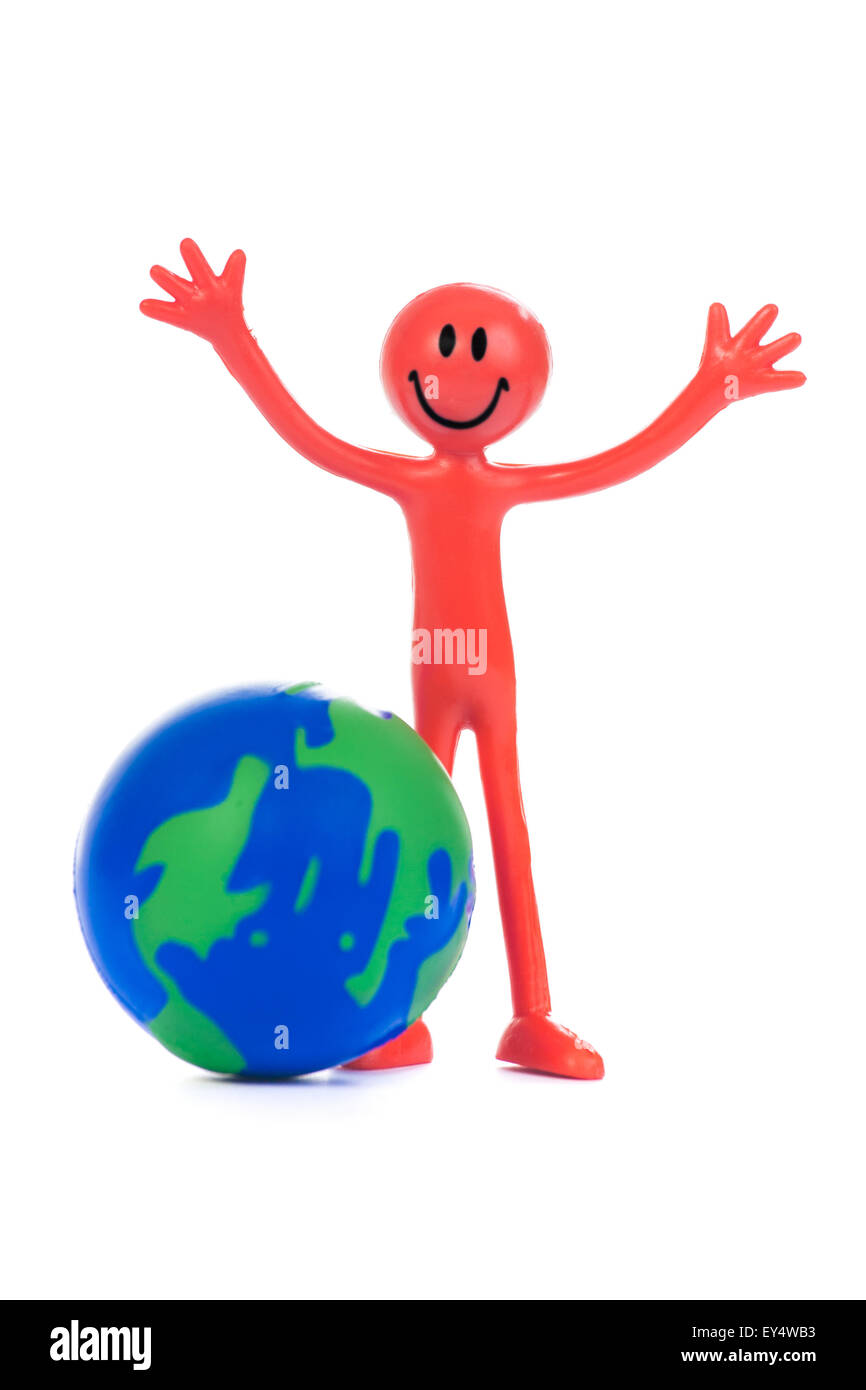 Red smiling man and planet Stock Photo - Alamy