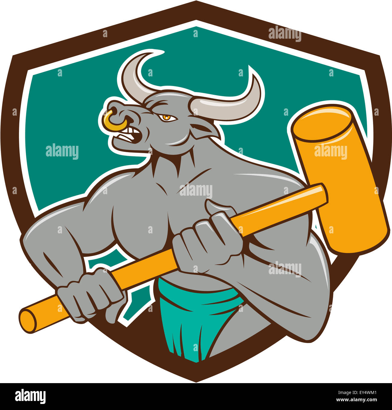Illustration of a minotaur, mythological creature with the head of a ...