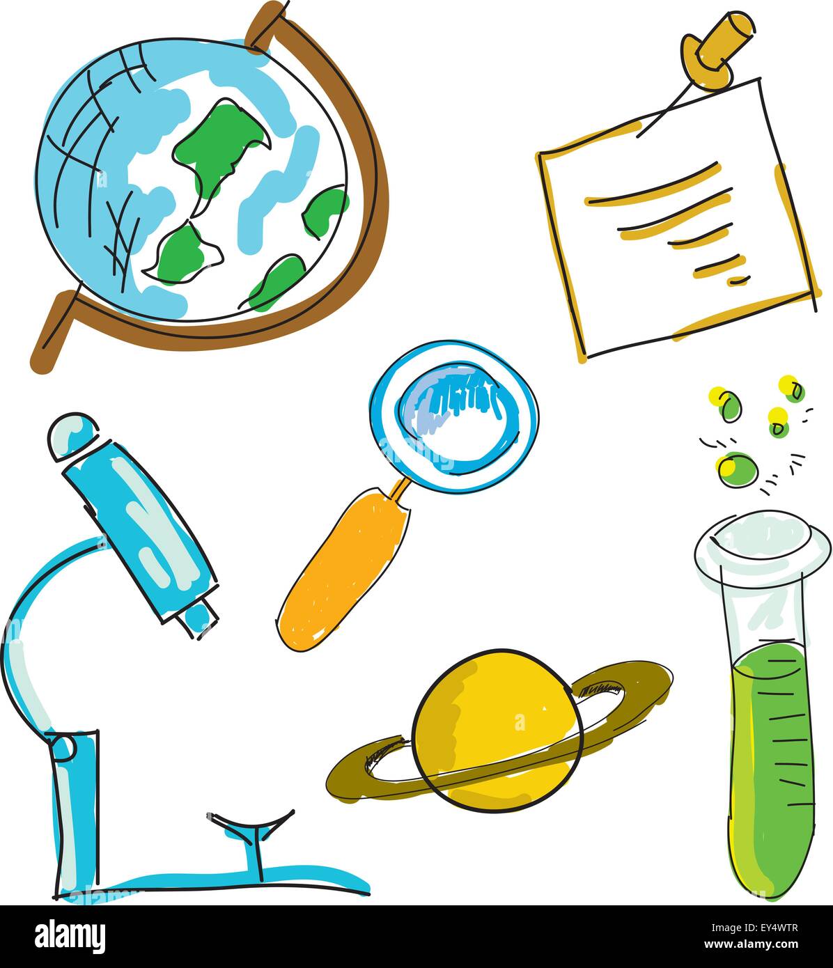 Drawn picture with science stuff. Vector illustration Stock Vector ...