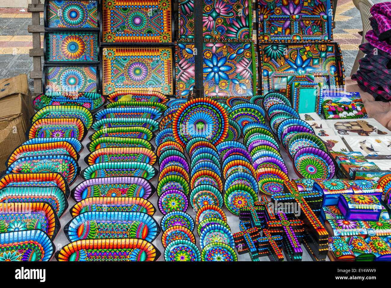 Colorful porcelain plates with traditional color pattern at local ...