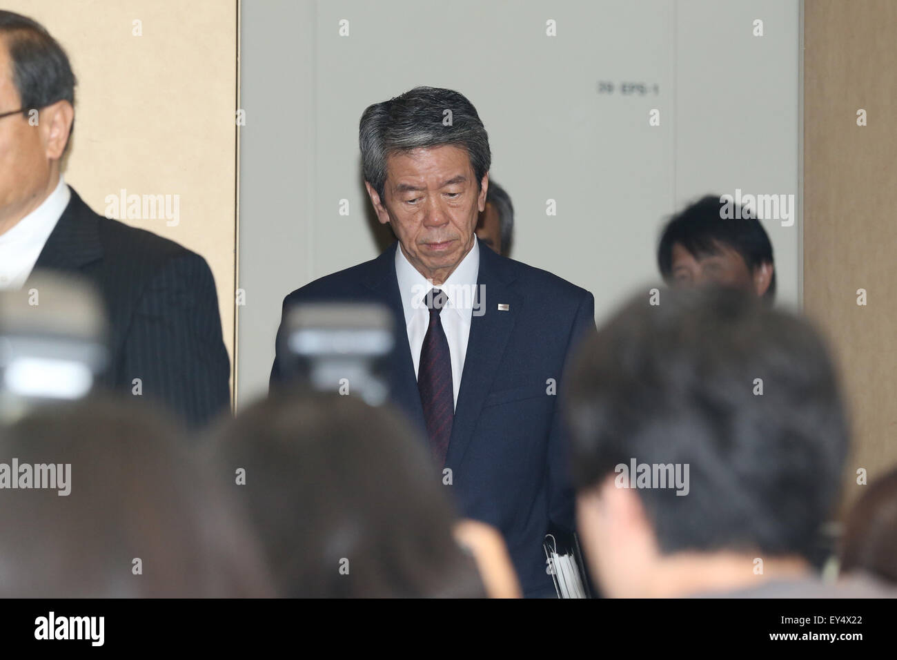Tokyo, Japan. 21st July, 2015. Toshiba President Hisao Tanaka attends ...