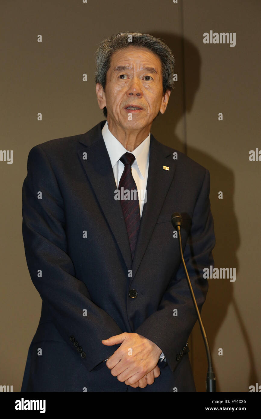 Tokyo, Japan. 21st July, 2015. Toshiba President Hisao Tanaka attends ...