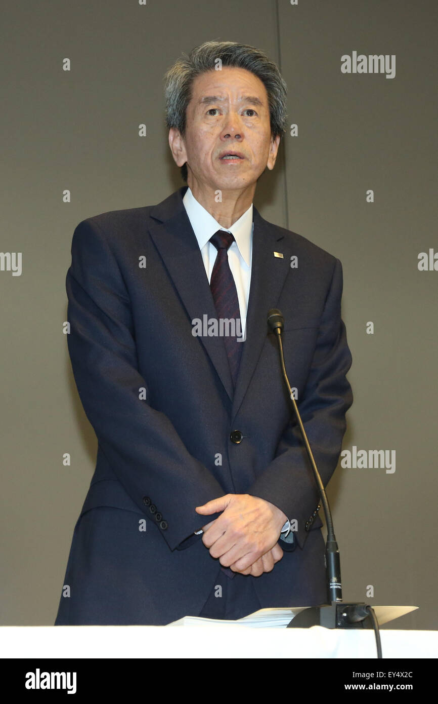 Tokyo, Japan. 21st July, 2015. Toshiba President Hisao Tanaka attends ...