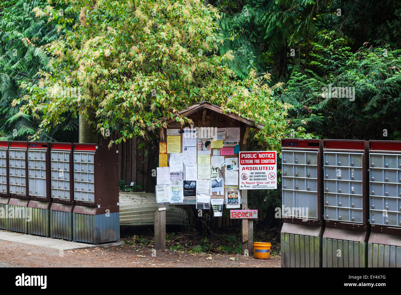 Community mail boxes and noticeboard on Protection Island, British ...
