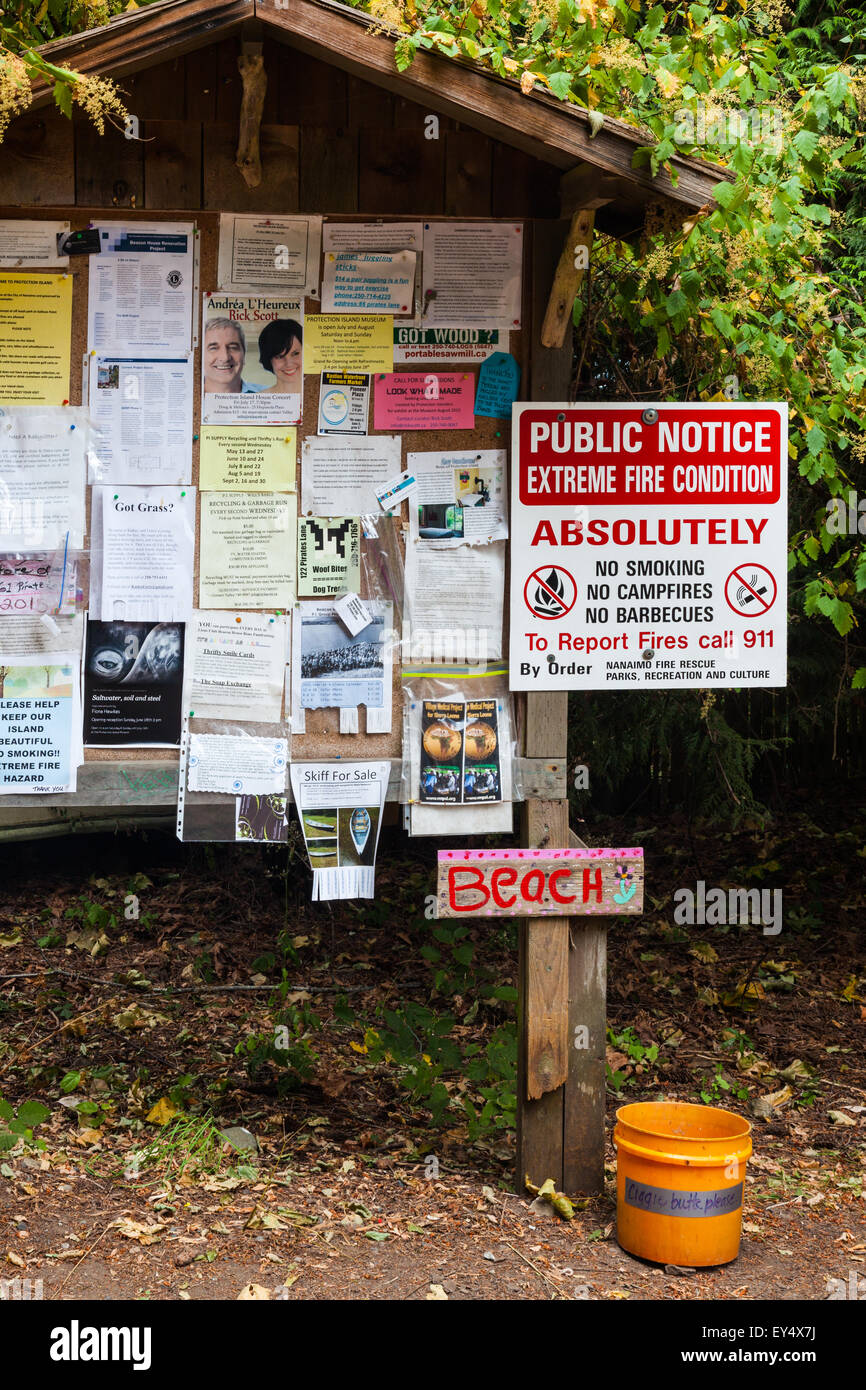 Sign warning of the extreme fire conditions on Protection Island in the ...