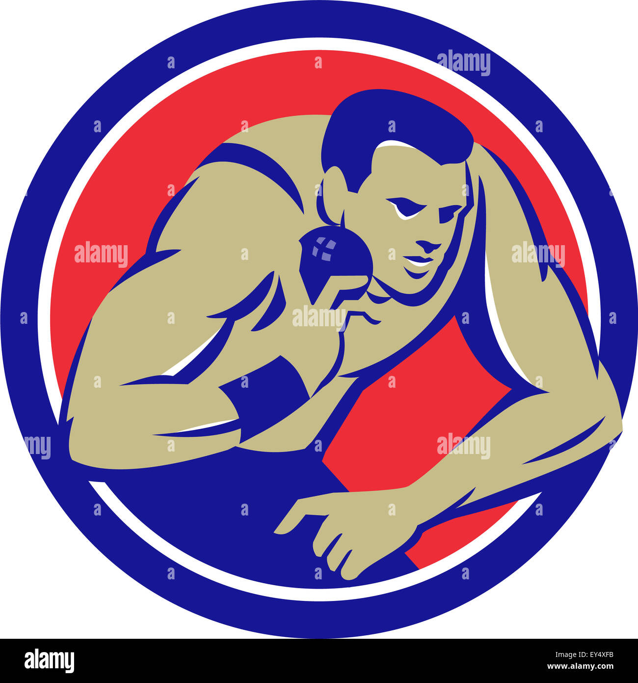 Illustration of a track and field shot put athlete ready to throw ball ...