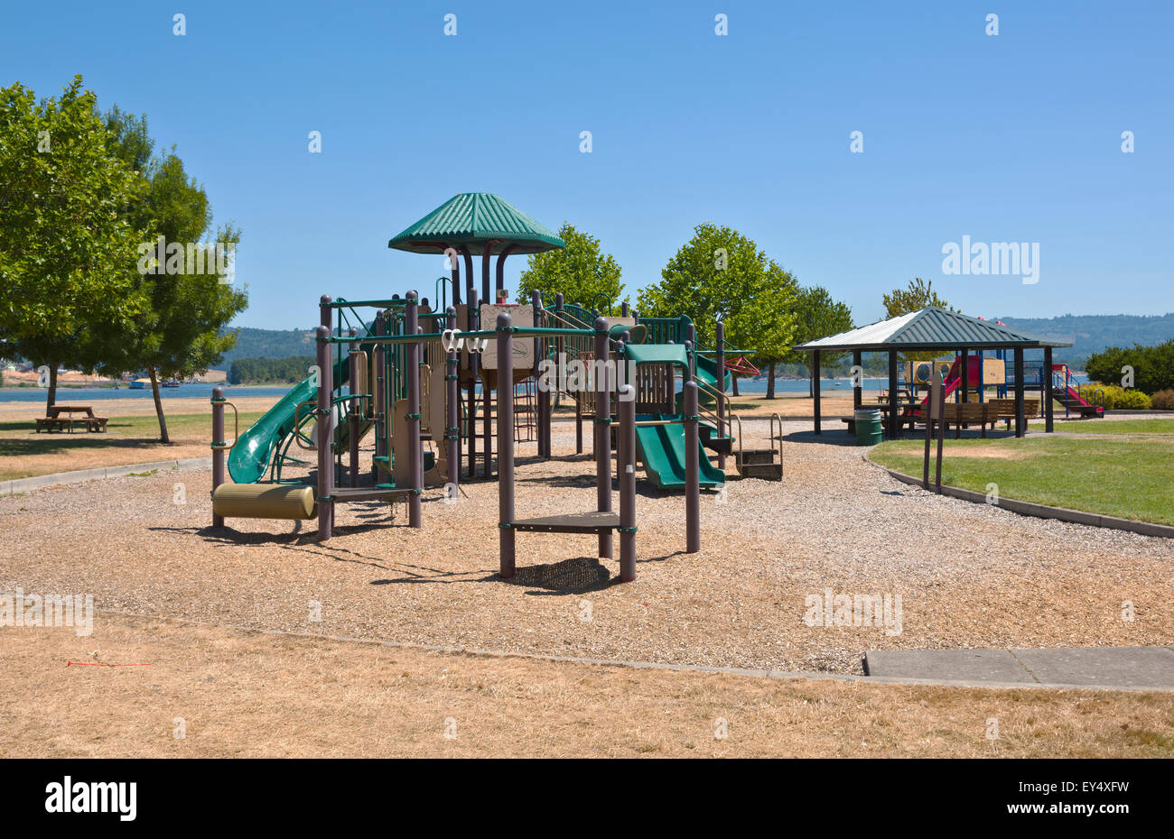 Children playground in a public park Oregon Stock Photo - Alamy