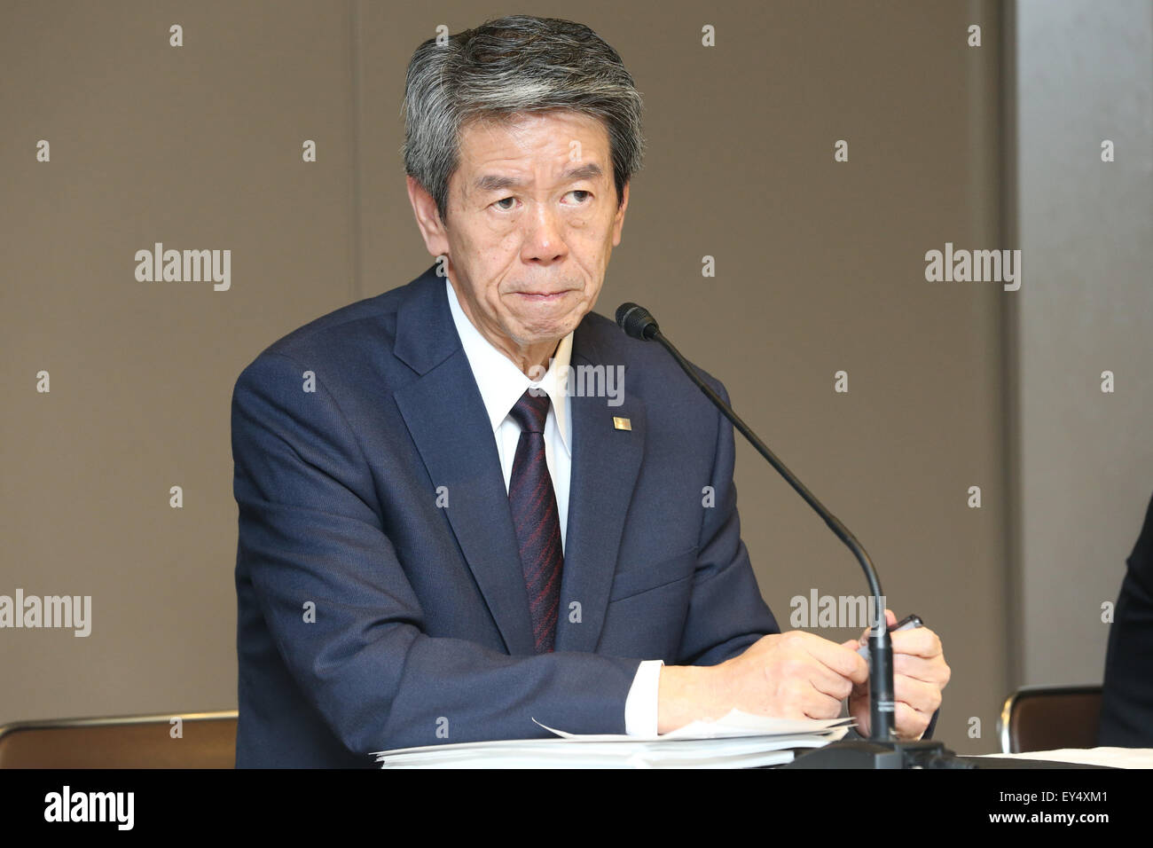 Tokyo, Japan. 21st July, 2015. Toshiba President Hisao Tanaka attends ...