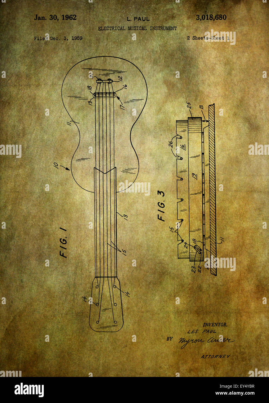 patent Les Paul electric guitar from 1959 Patent Art - Fine Art ...