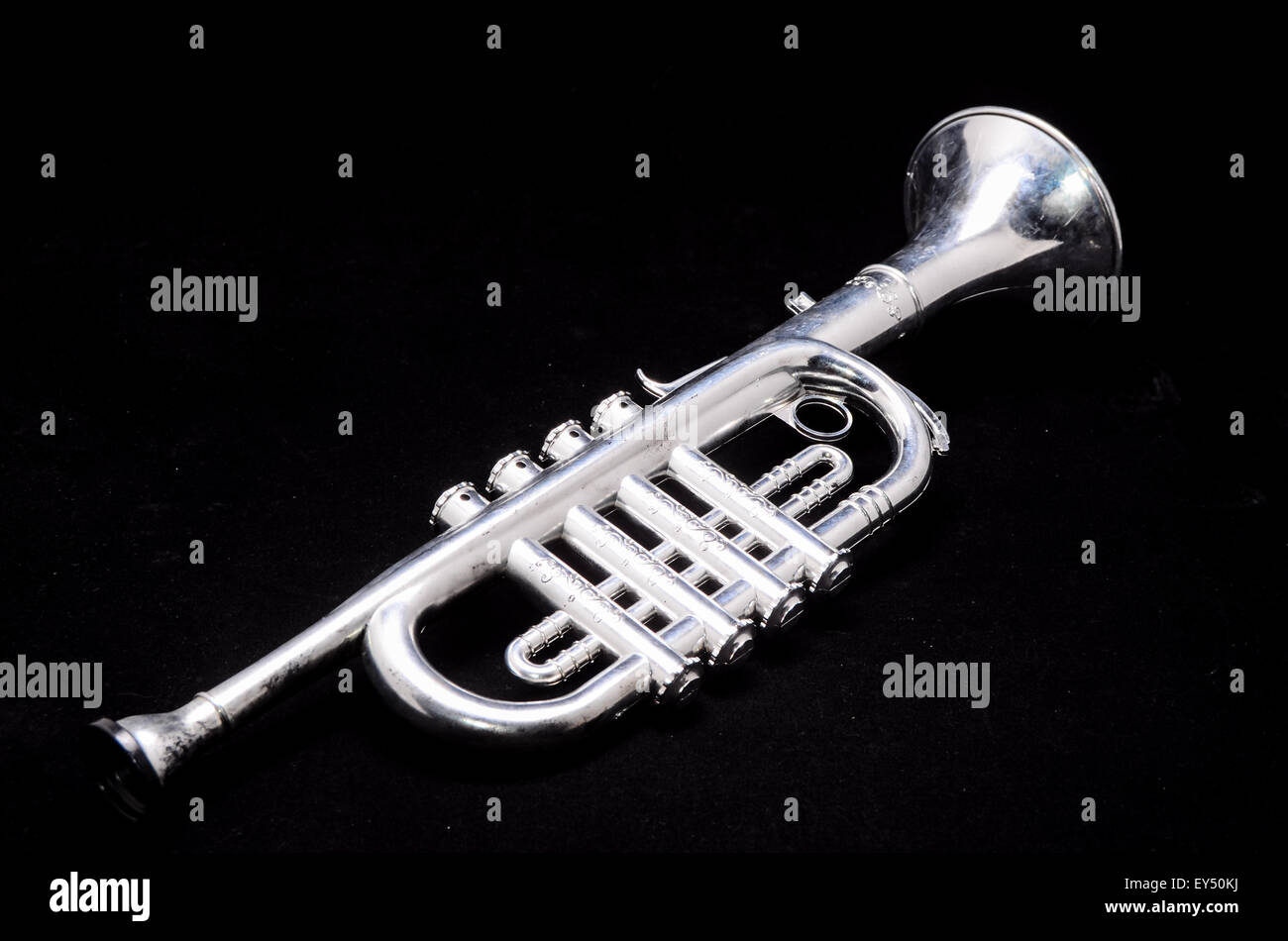 Silver Vintage Toy Trumpet Stock Photo - Alamy