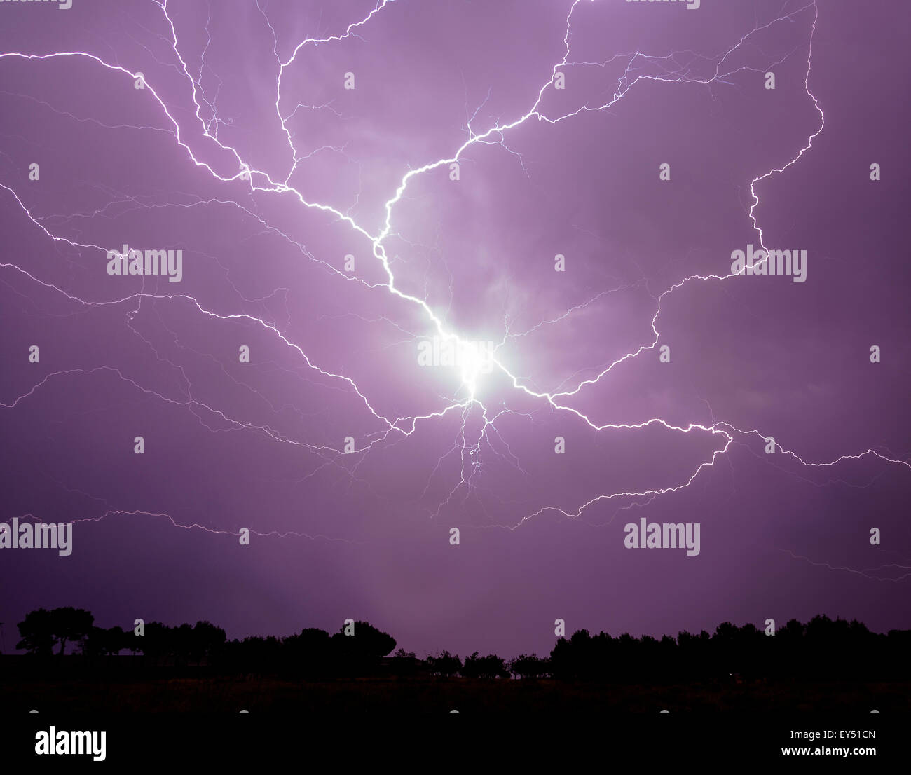 Lightning on sky. Severe storm. Alfaro (La Rioja) Spain. Europe Stock ...