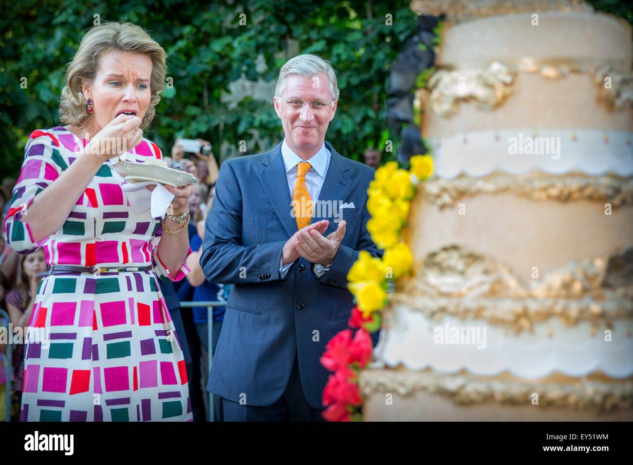 Queen Mathilde and King Philippe of Belgium visit the National day ...